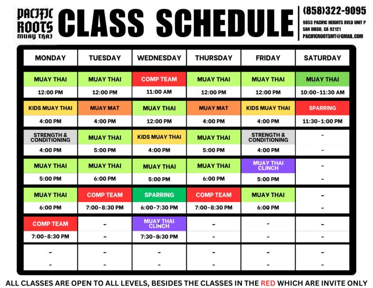 Schedule – Pacific Roots Muay Thai
